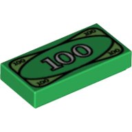 LEGO Tile 1x2 Bill with 100 print (100 pcs) | BRICKshop - LEGO en DUPLO ...