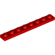 LEGO Plate 1x8 RED (100 pcs) | BRICKshop - LEGO en DUPLO specialist